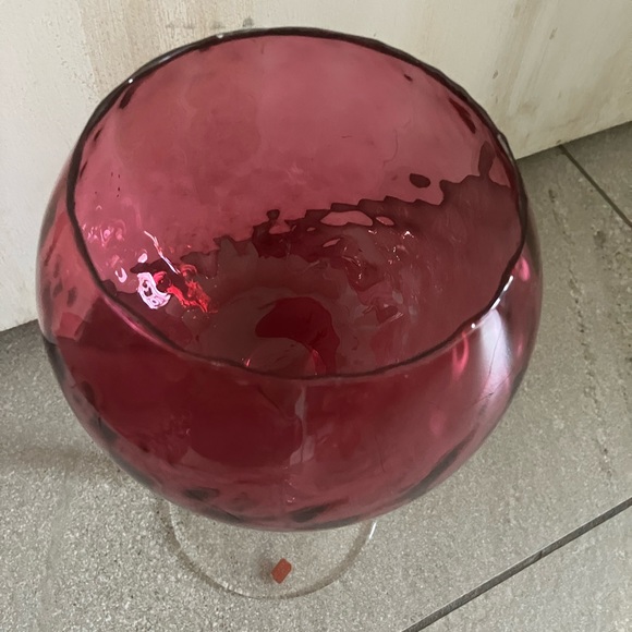 Accents | Vintage Empoli Diamond Optic Ruby Glass Tall Pedestal Brandy ...